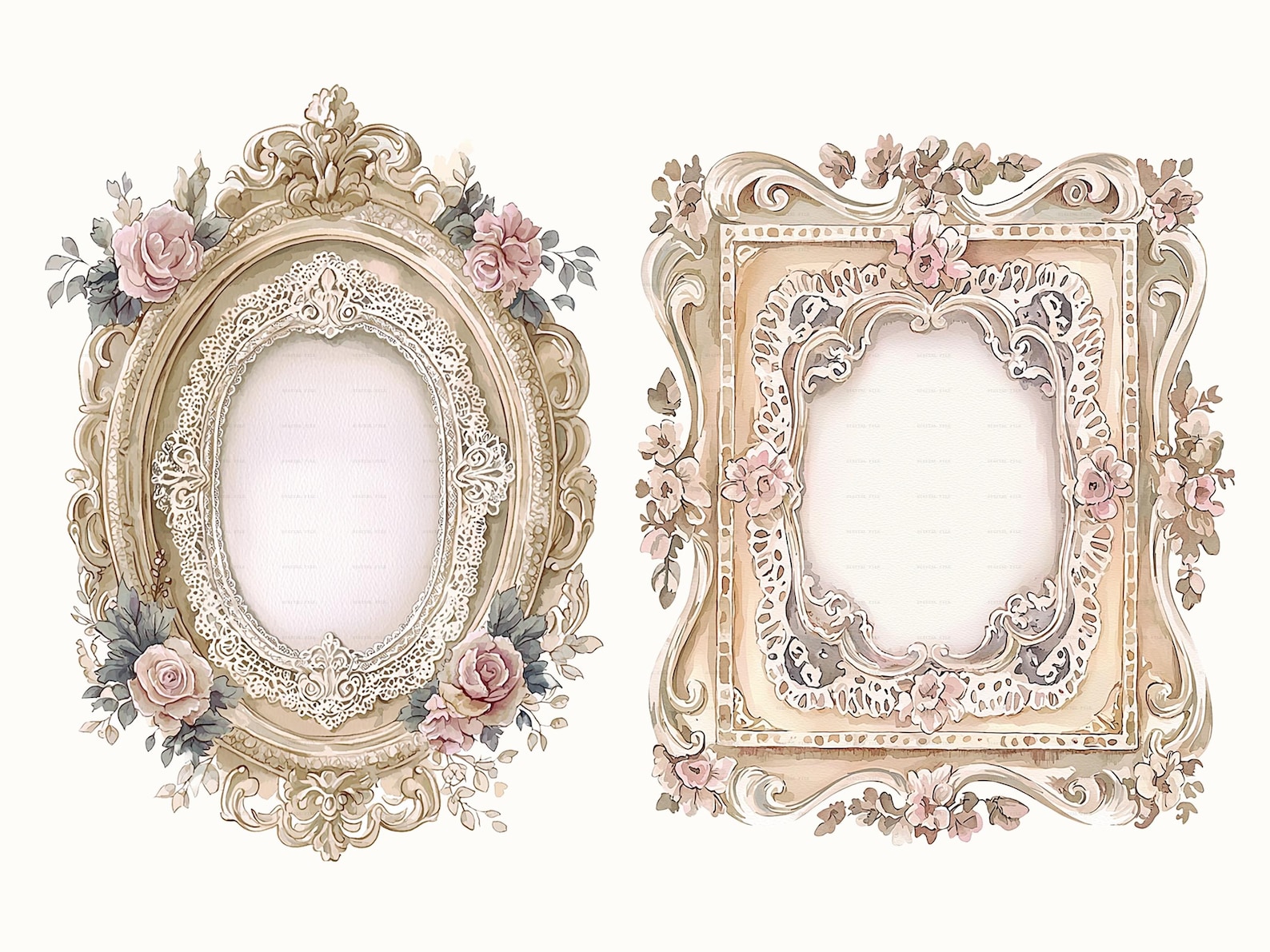Cream Shabby Frames 50 Clipart: DIGITAL Victorian Borders, Rustic ...