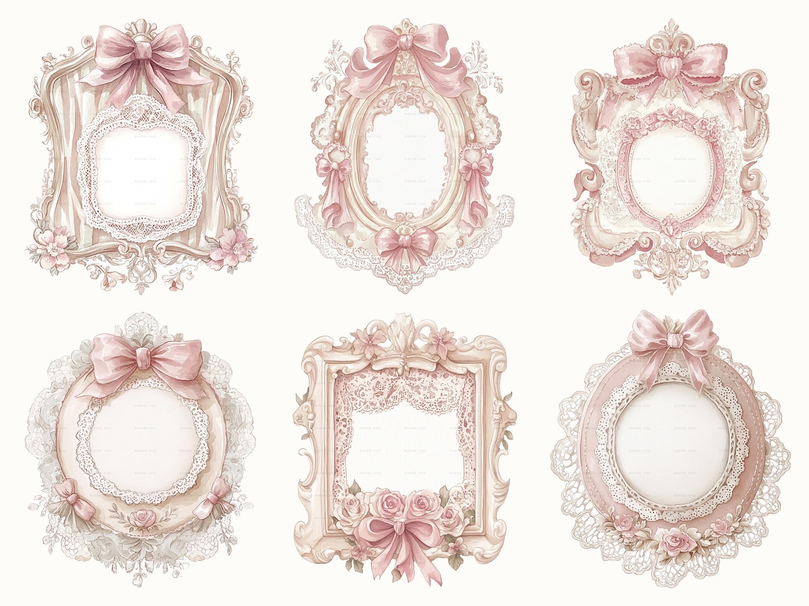 Victorian Frames Clipart: Shabby Chic, Coquette, Pastel Pink (digital ...