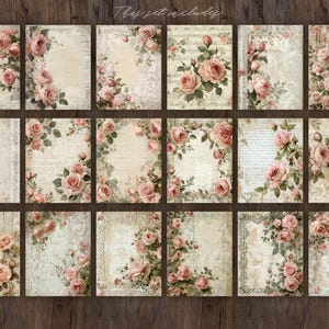 Blush Rose Digital Paper: Shabby Chic Scrapbook Pages (digital Download ...