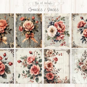 Vintage Floral Clipart: Shabby Chic Roses Ephemera (digital Download ...