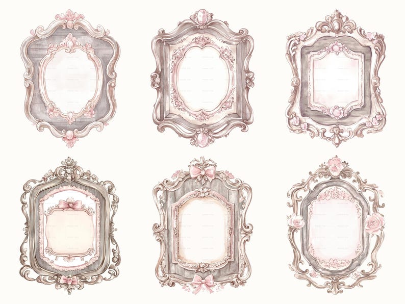 Shabby Chic Watercolor Frames: Vintage Clipart, Junk Journal (digital ...