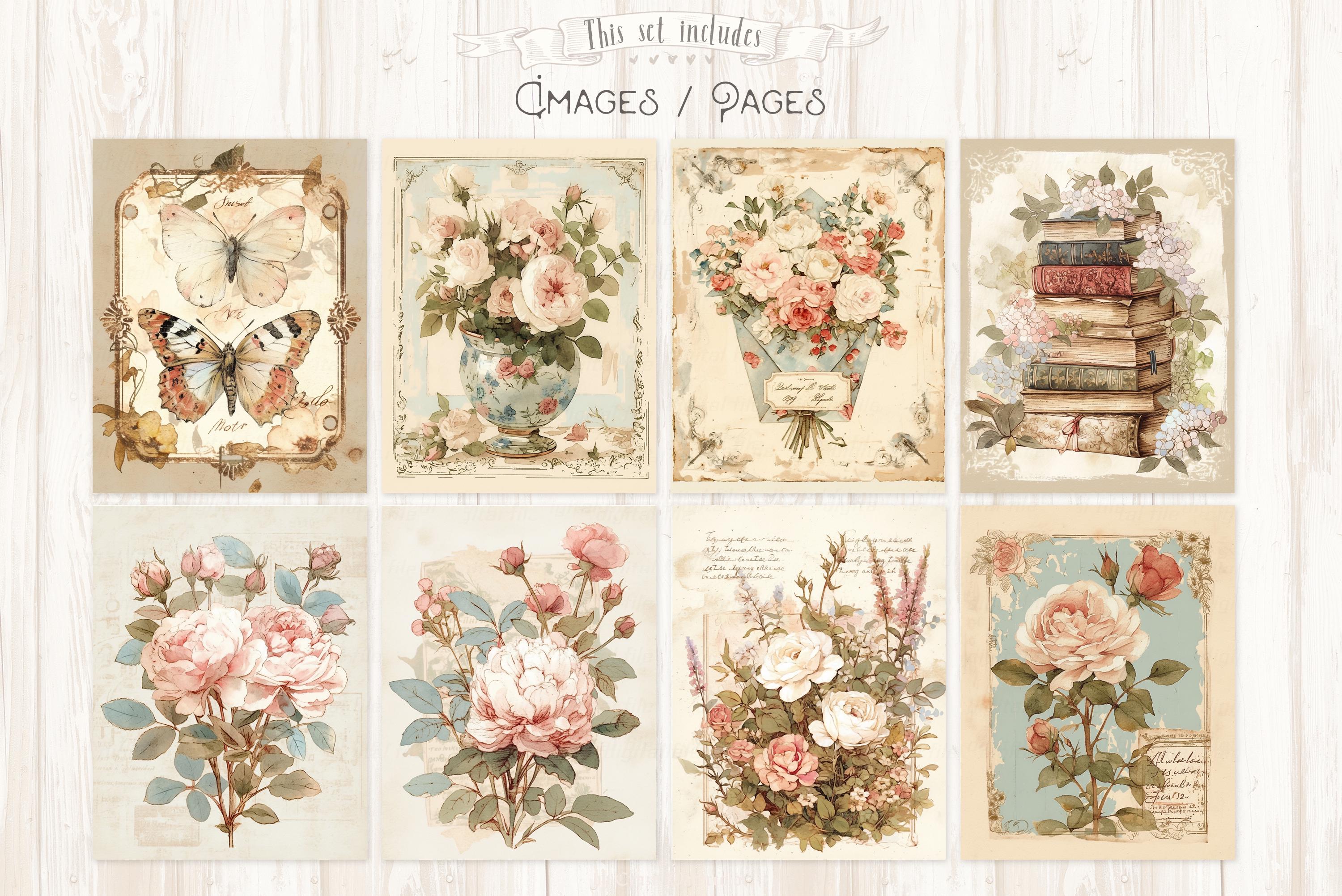Watercolor Shabby Chic Clipart: Vintage Ephemera (digital Download) - Etsy
