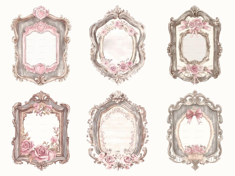 Grey Shabby Frames 60 Clipart: DIGITAL Victorian Style Borders, Rustic ...
