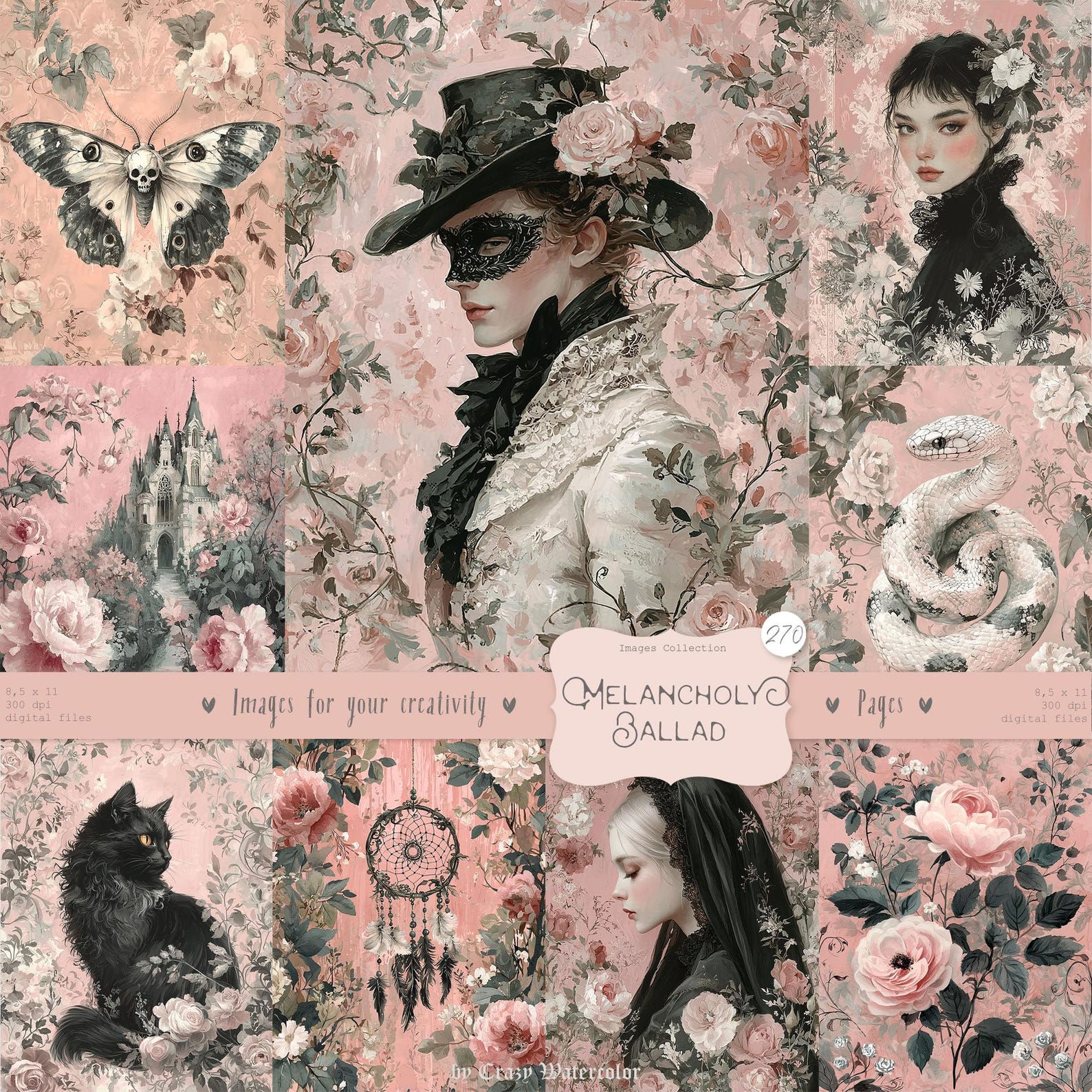 Victorian Watercolor Ephemera: Shabby Chic Halloween Images (digital ...