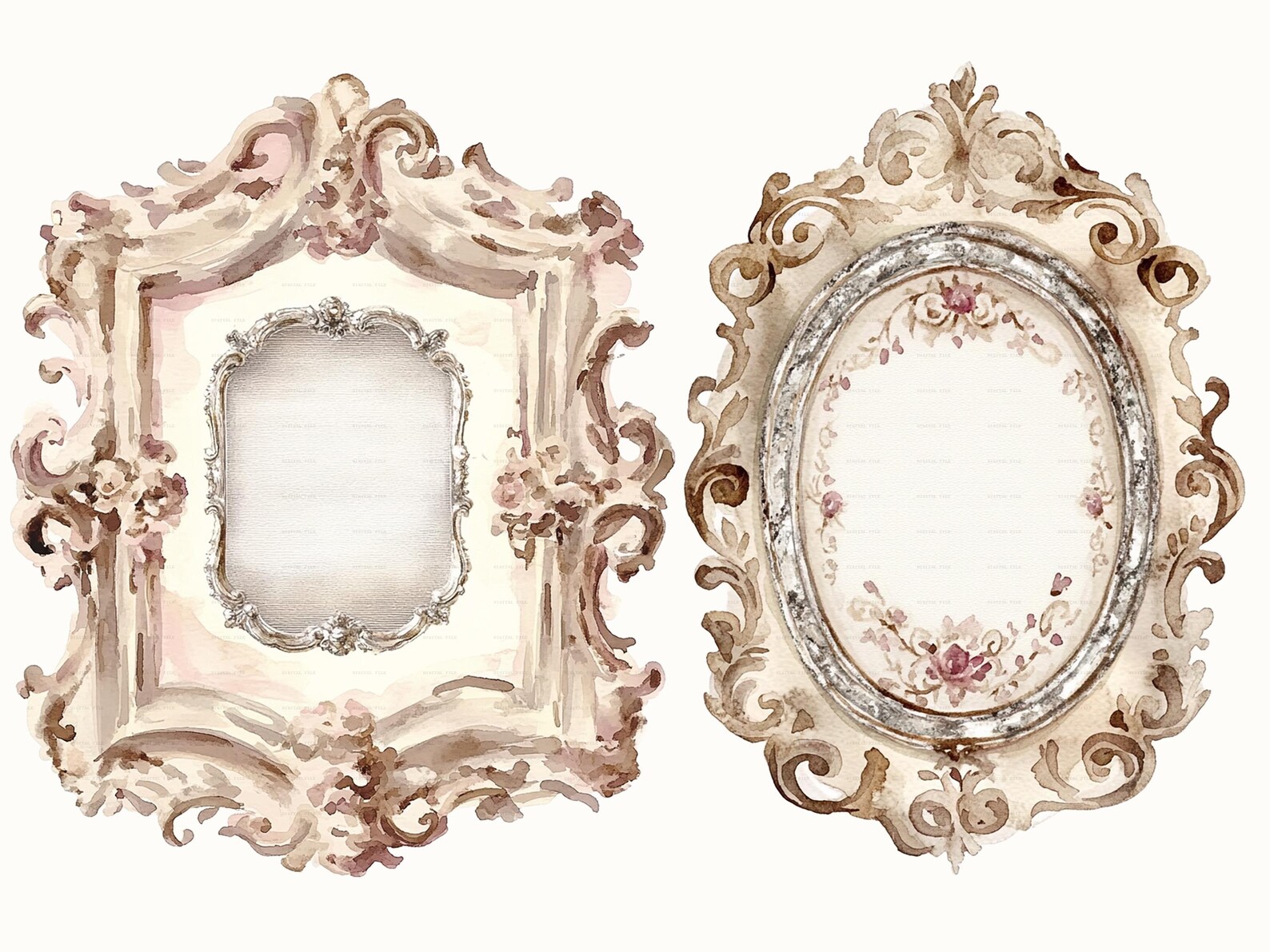 Antique Silver Frames Clipart: Victorian Style Borders (digital ...