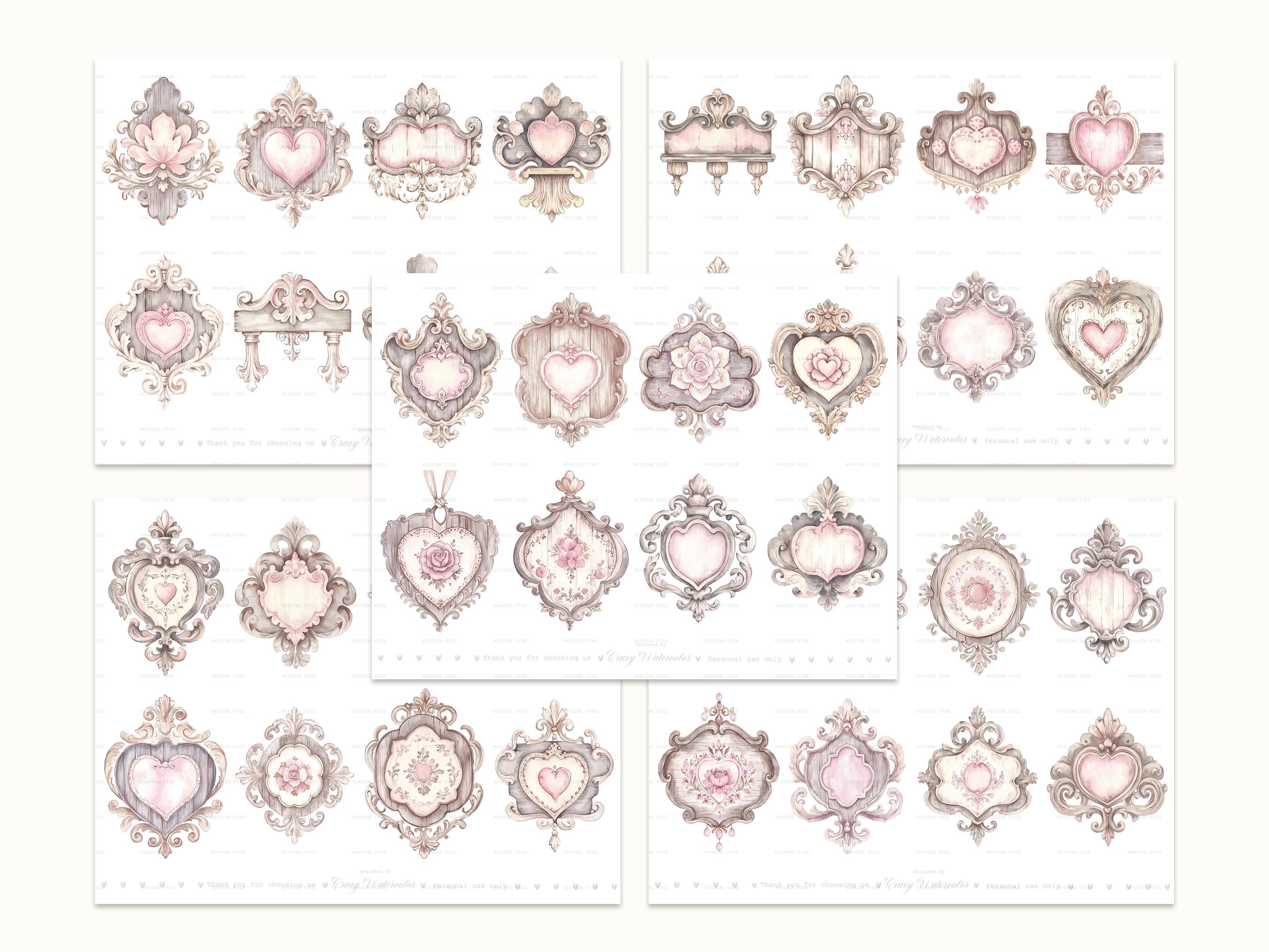 Rococo Reverie 40 Fussy Cuts and Cliparts: DIGITAL Vintage Baroque PNG ...