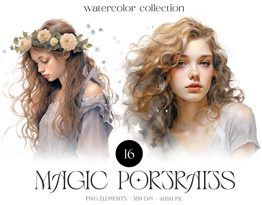 Magic Portraits Clipart Collection Watercolor Clipart - Etsy