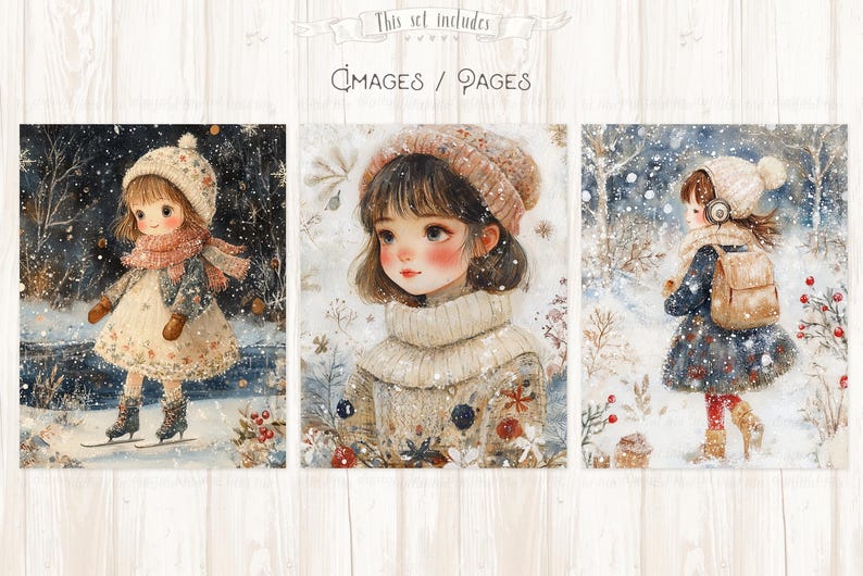 Watercolor Winter Girl Clipart: Cozy Holiday Images (digital Download ...