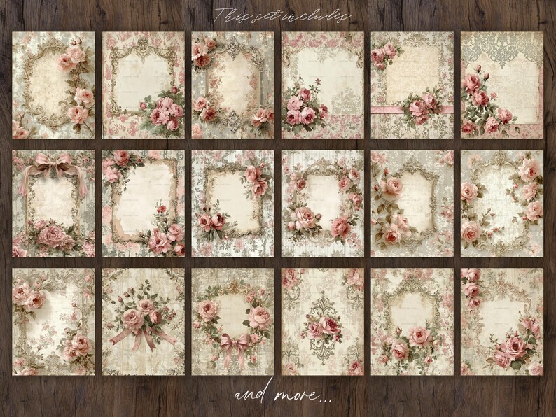 Blush Rose Digital Paper: Shabby Chic Scrapbook Pages (digital Download ...
