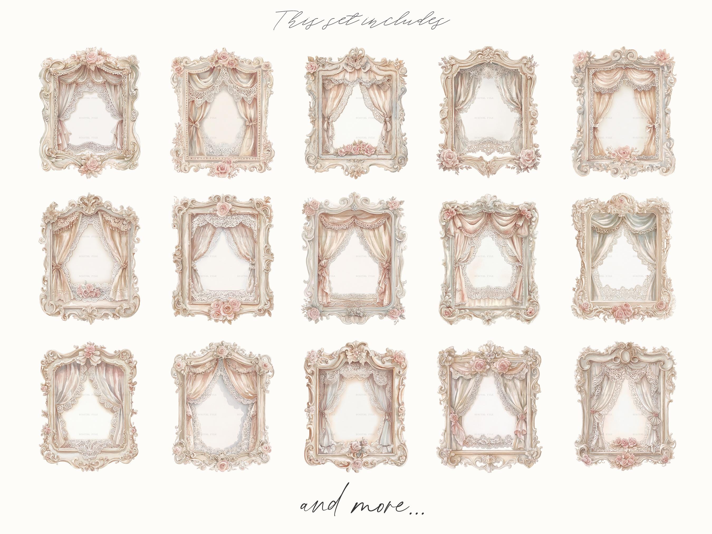 Rococo Theatre 35 Clipart: DIGITAL Victorian Borders, Lace and Fabric ...
