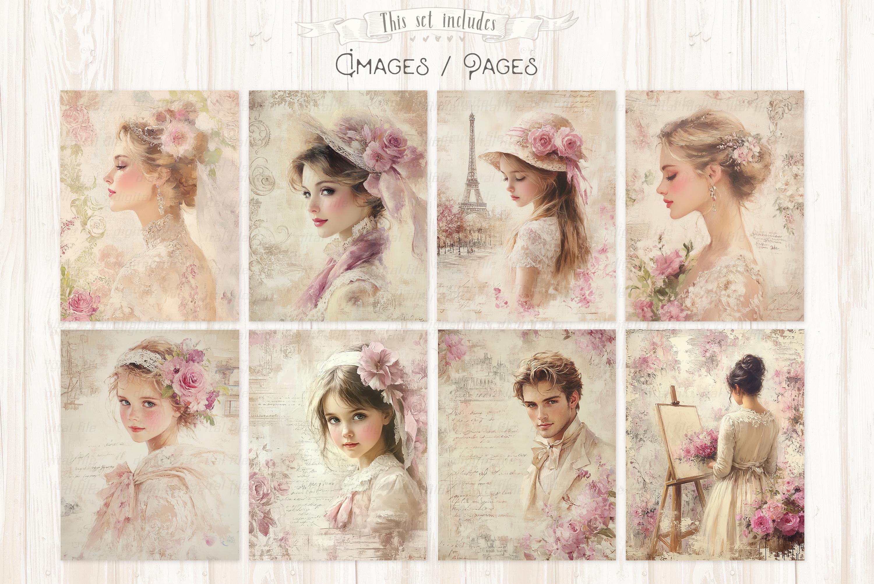 Parisian Chic 160 Images: Watercolor Vintage French Style Pages, Shabby ...