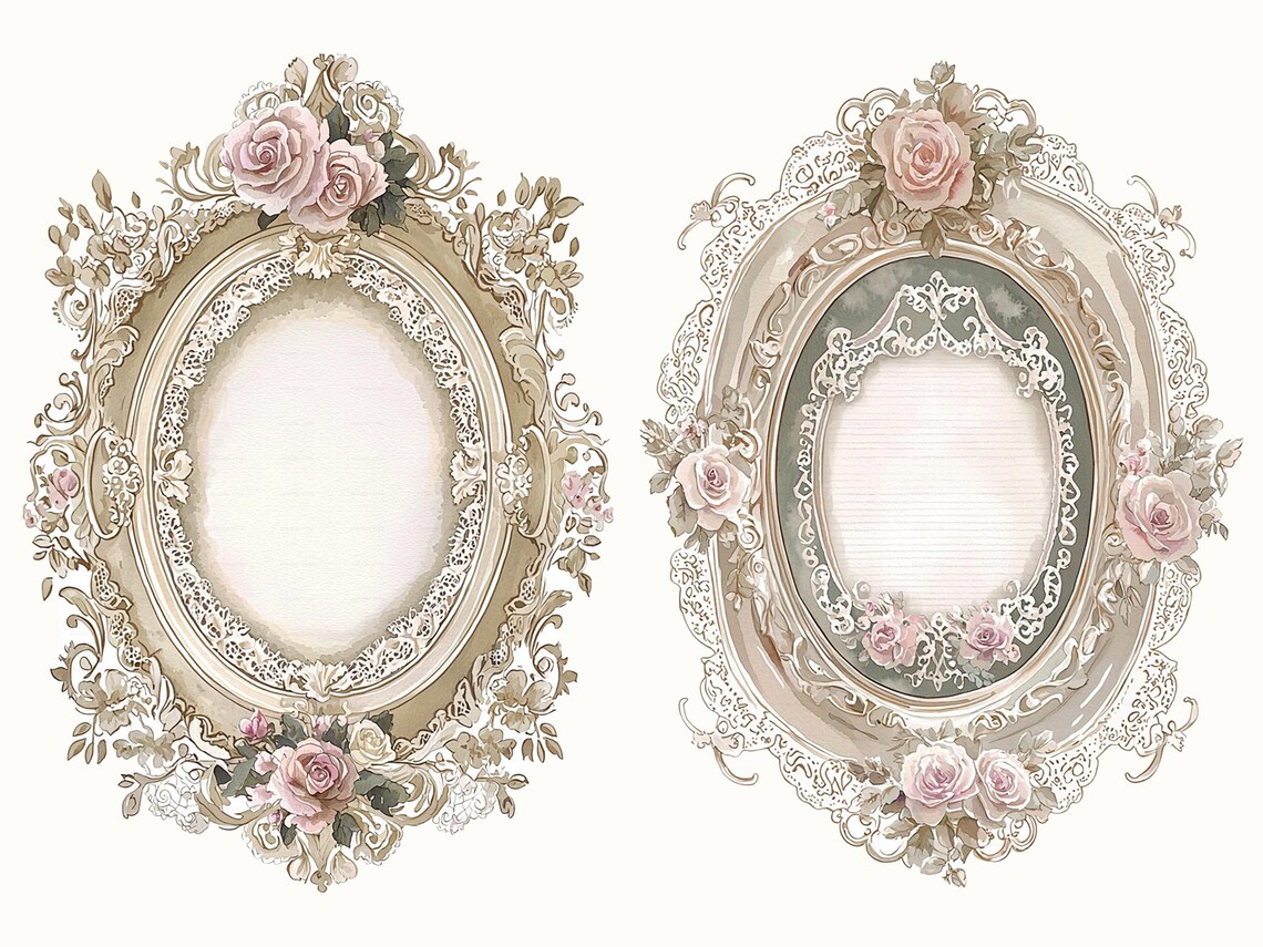 Antique Lace Frames Clipart: Victorian Shabby Chic Borders (digital ...
