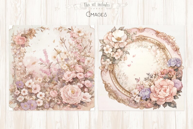 Shabby Chic Bouquet 30 Images : Watercolor Floral Clipart, Vintage ...