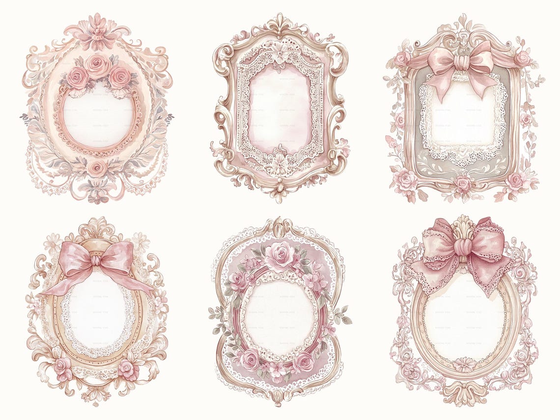 Delicate Frames 60 Clipart: DIGITAL Victorian Style Borders, Rustic ...