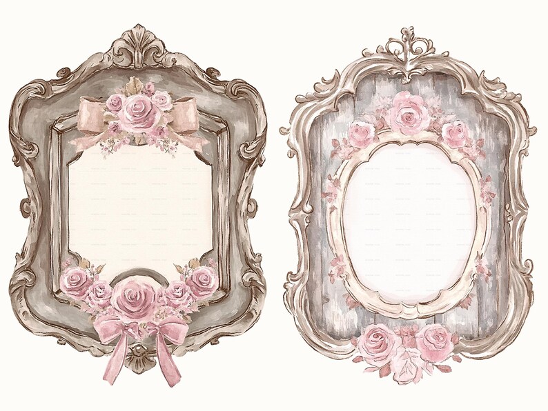 Grey Shabby Frames 60 Clipart: DIGITAL Victorian Style Borders, Rustic ...