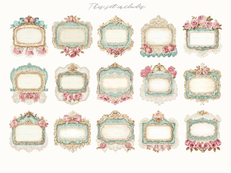 Vintage Frames Clipart: Victorian Borders, Shabby Chic Ephemera ...