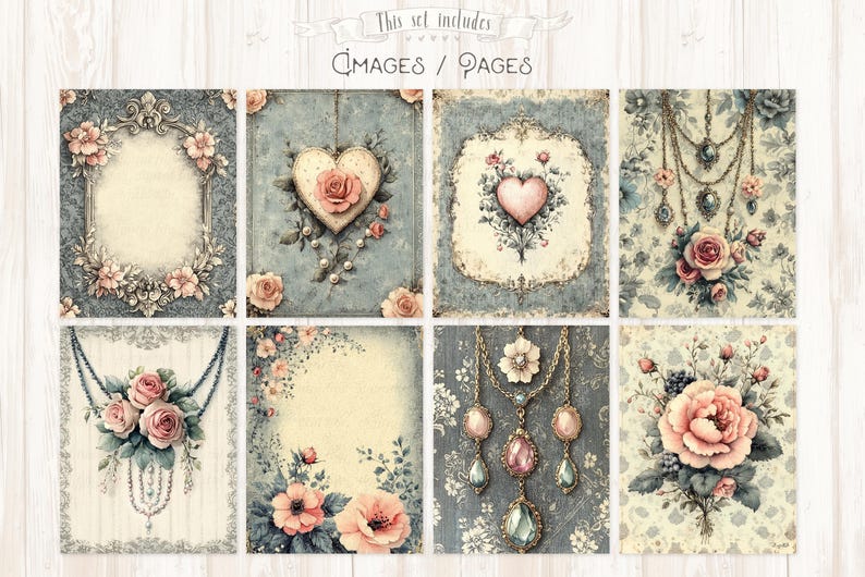 Charmed Heart 218 Images: Shabby Chic Paper, Junk Journal Pages ... Charmed Heart 218 Images: Shabby Chic Paper, Junk Journal Pages ...
