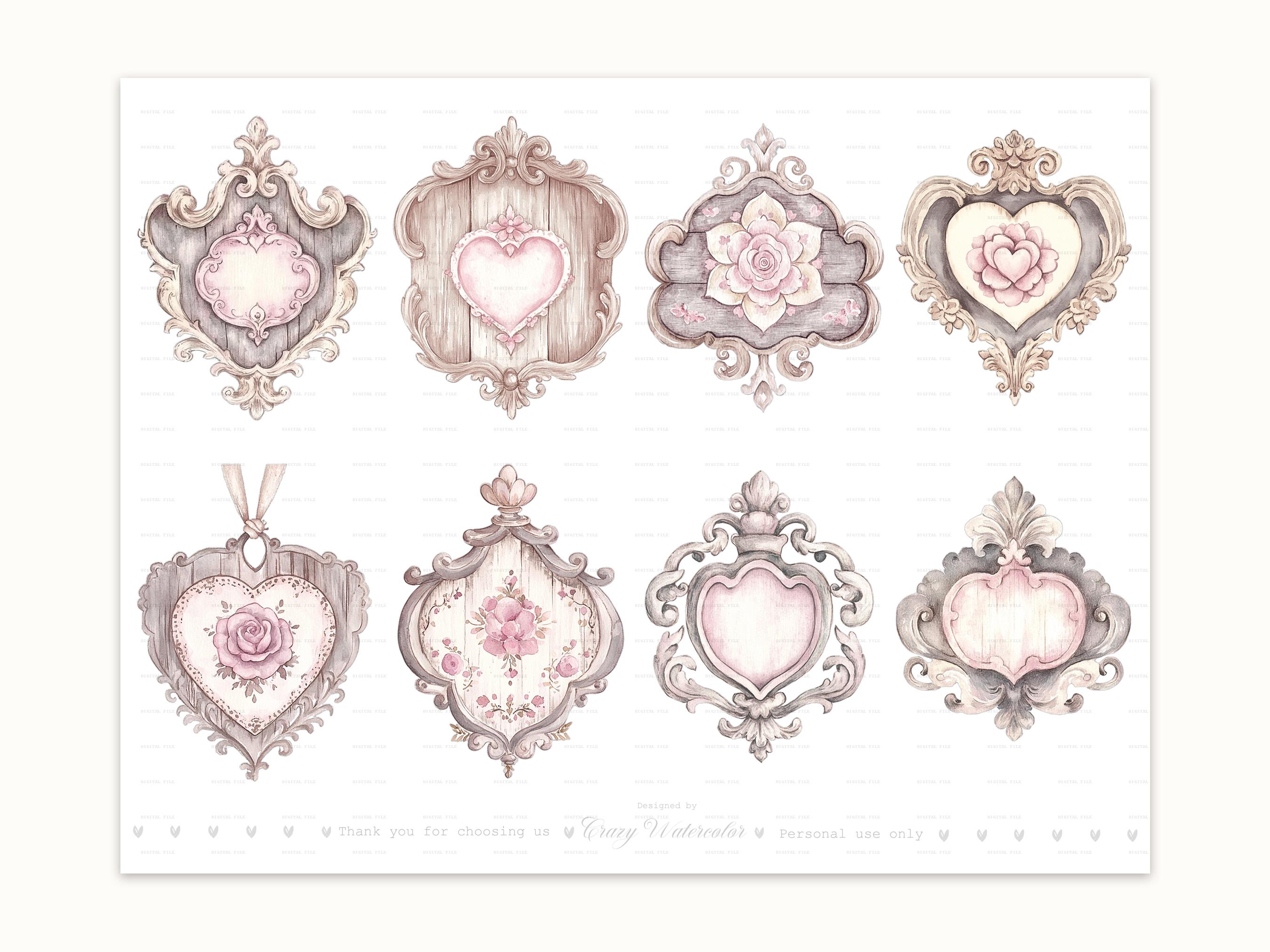 Rococo Reverie 40 Fussy Cuts and Cliparts: DIGITAL Vintage Baroque PNG ...