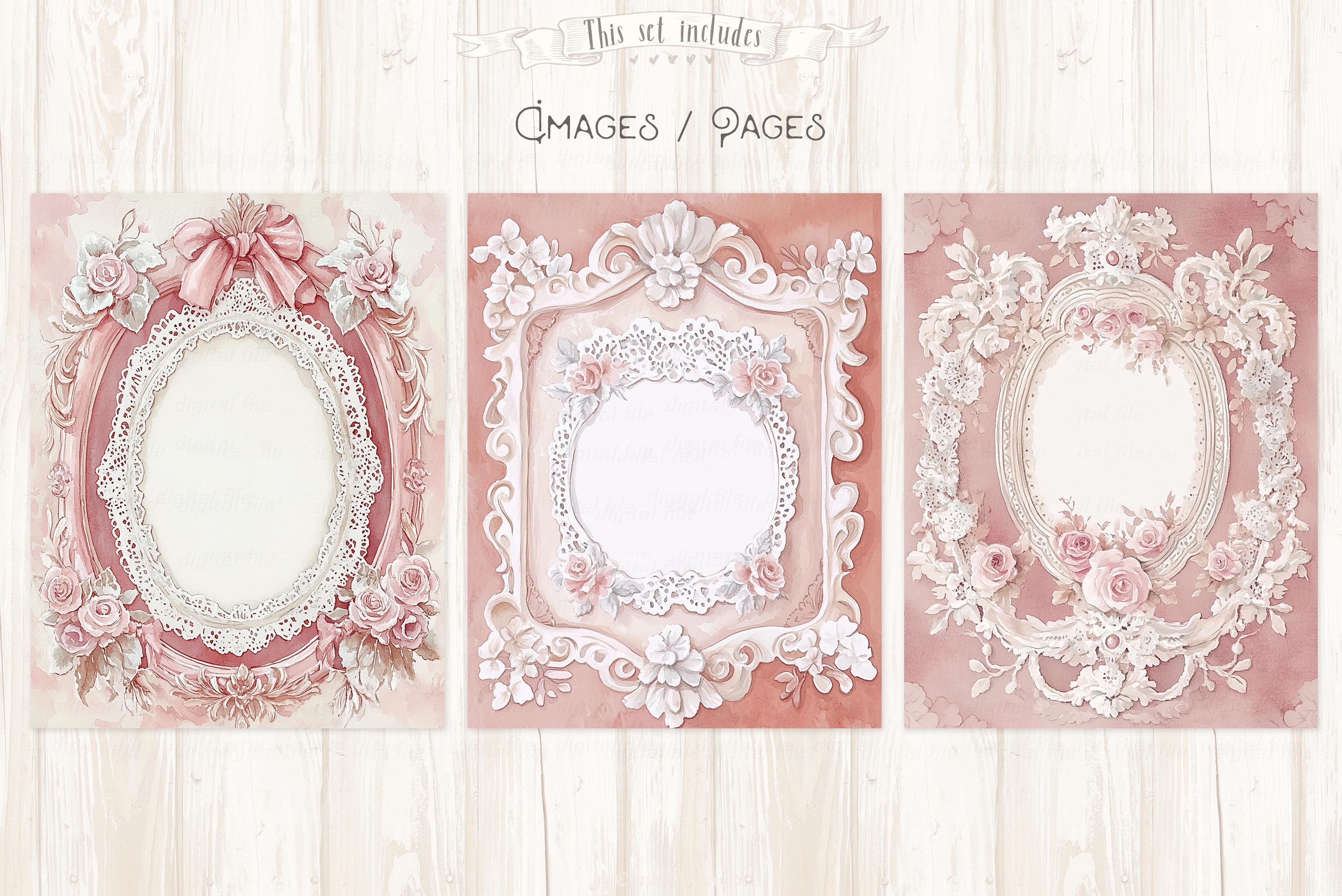 Delicate Pink Frames 50 Images: Planner Empty Pages, Invitations ...