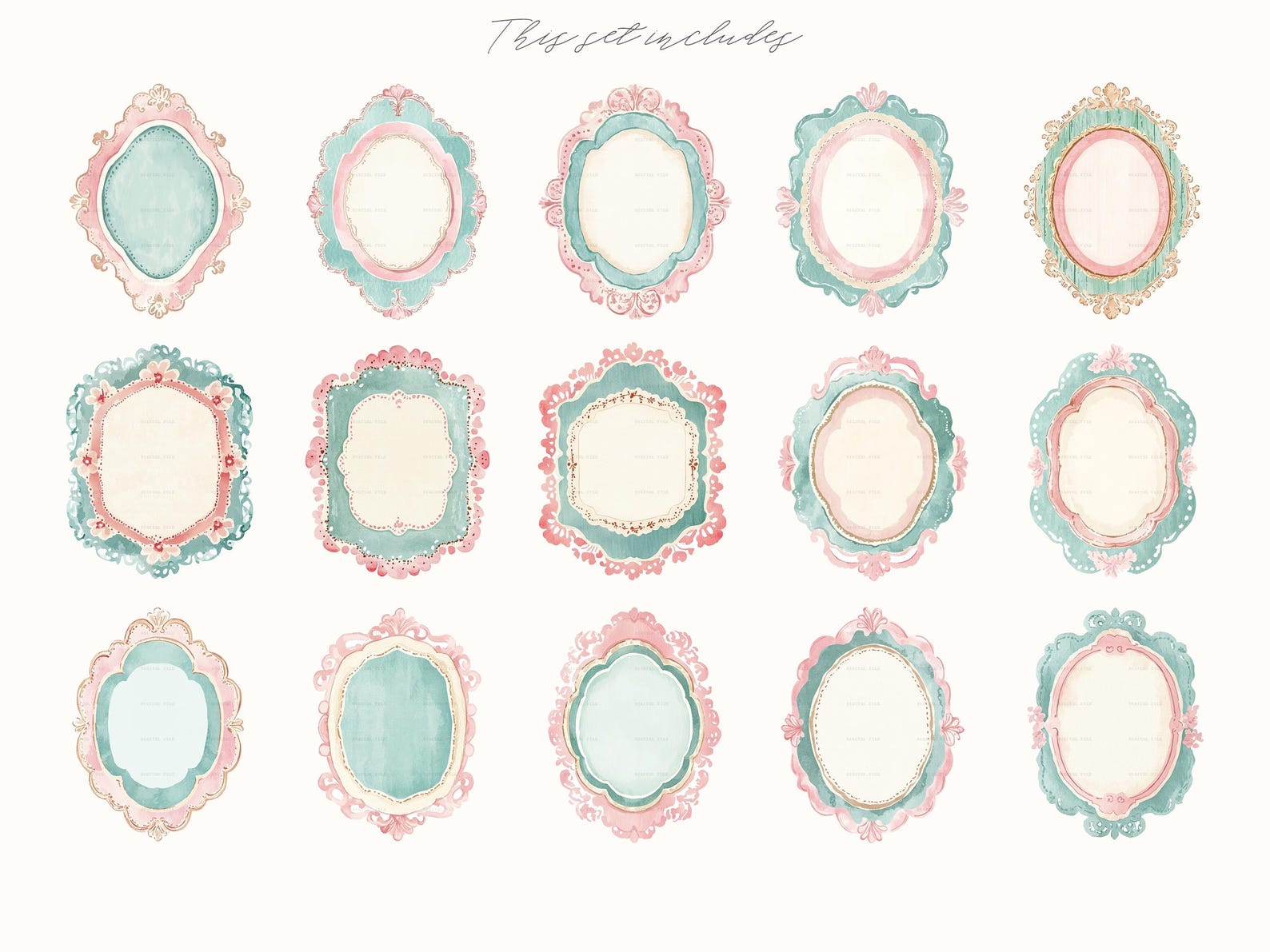 Blue Pastel Frames Clipart: Victorian Style Borders, Shabby Chic ...