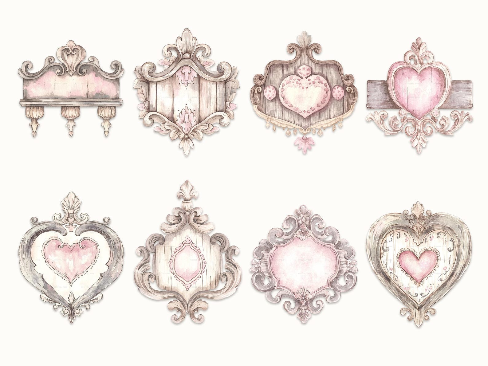 Rococo Reverie 40 Fussy Cuts and Cliparts: DIGITAL Vintage Baroque PNG ...