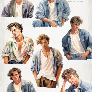 Men From 1980s Clipart Collection - Watercolor Illustrations ...