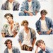 Men From 1980s Clipart Collection - Watercolor Illustrations ...