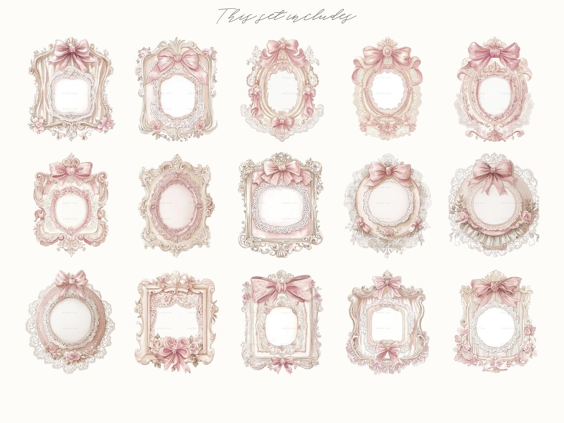 Delicate Frames 60 Clipart: DIGITAL Victorian Style Borders, Rustic ...