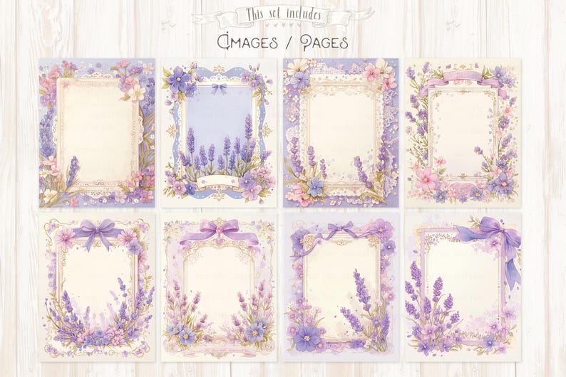 Lavender Notebook 50 Images: DIGITAL Planner Empty Pages, Invitations ...