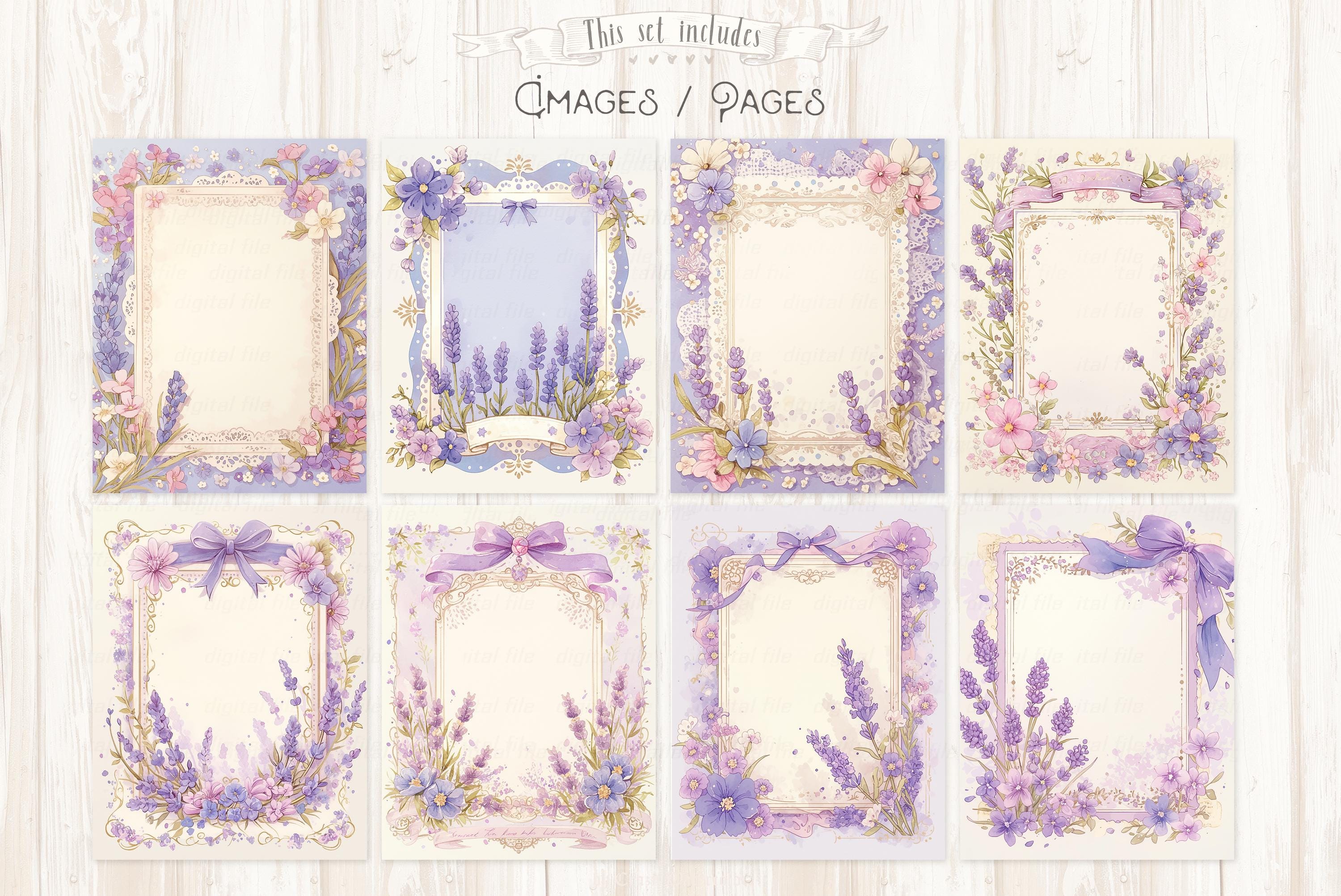 Lavender Notebook 50 Images: DIGITAL Planner Empty Pages, Invitations ...