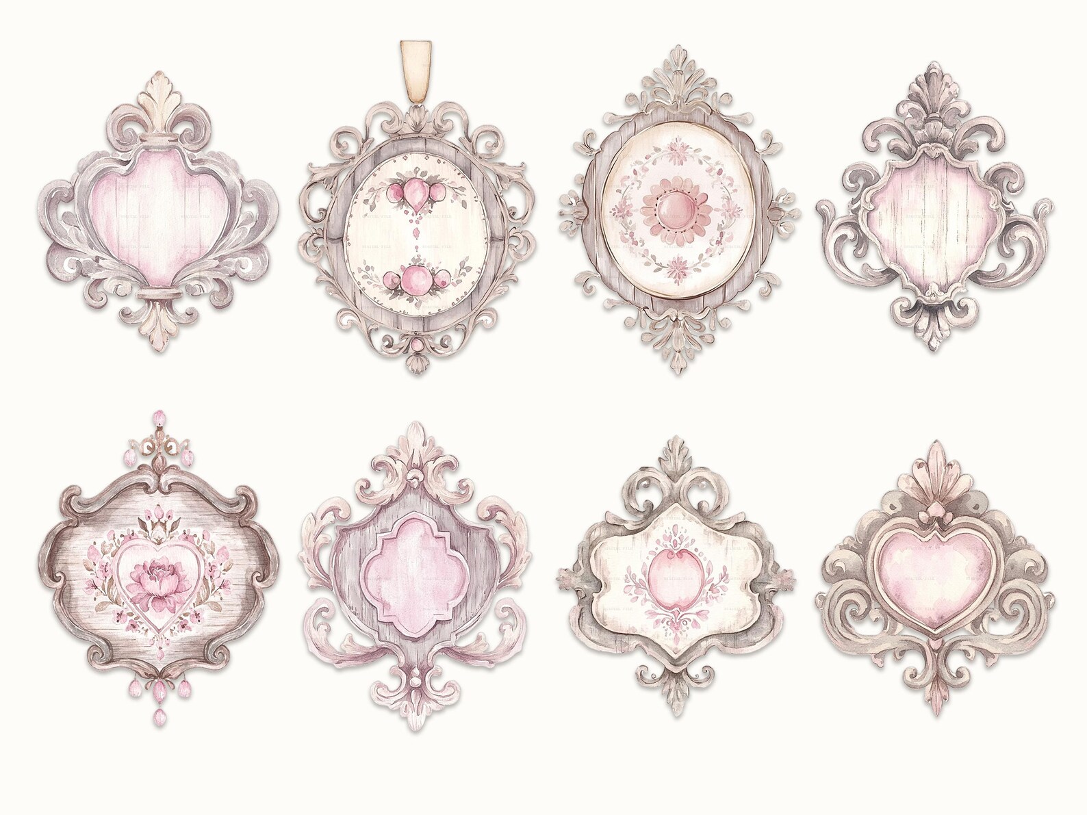 Rococo Reverie 40 Fussy Cuts and Cliparts: DIGITAL Vintage Baroque PNG ...