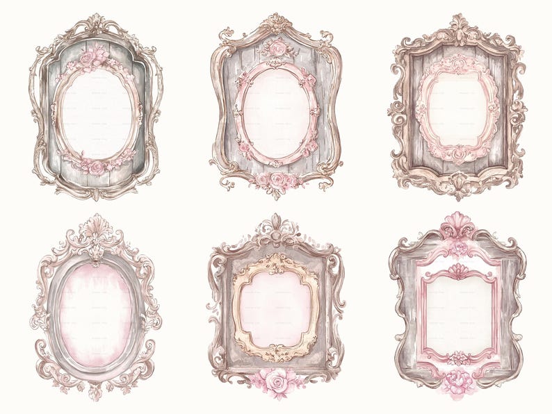 Grey Shabby Frames 2 Part 70 Images: DIGITAL Shabby Chic Watercolor ...