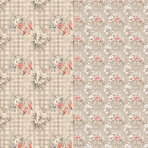 Vintage Floral Scrapbook Paper: Beige Gray Wildflower Dream (digital ...