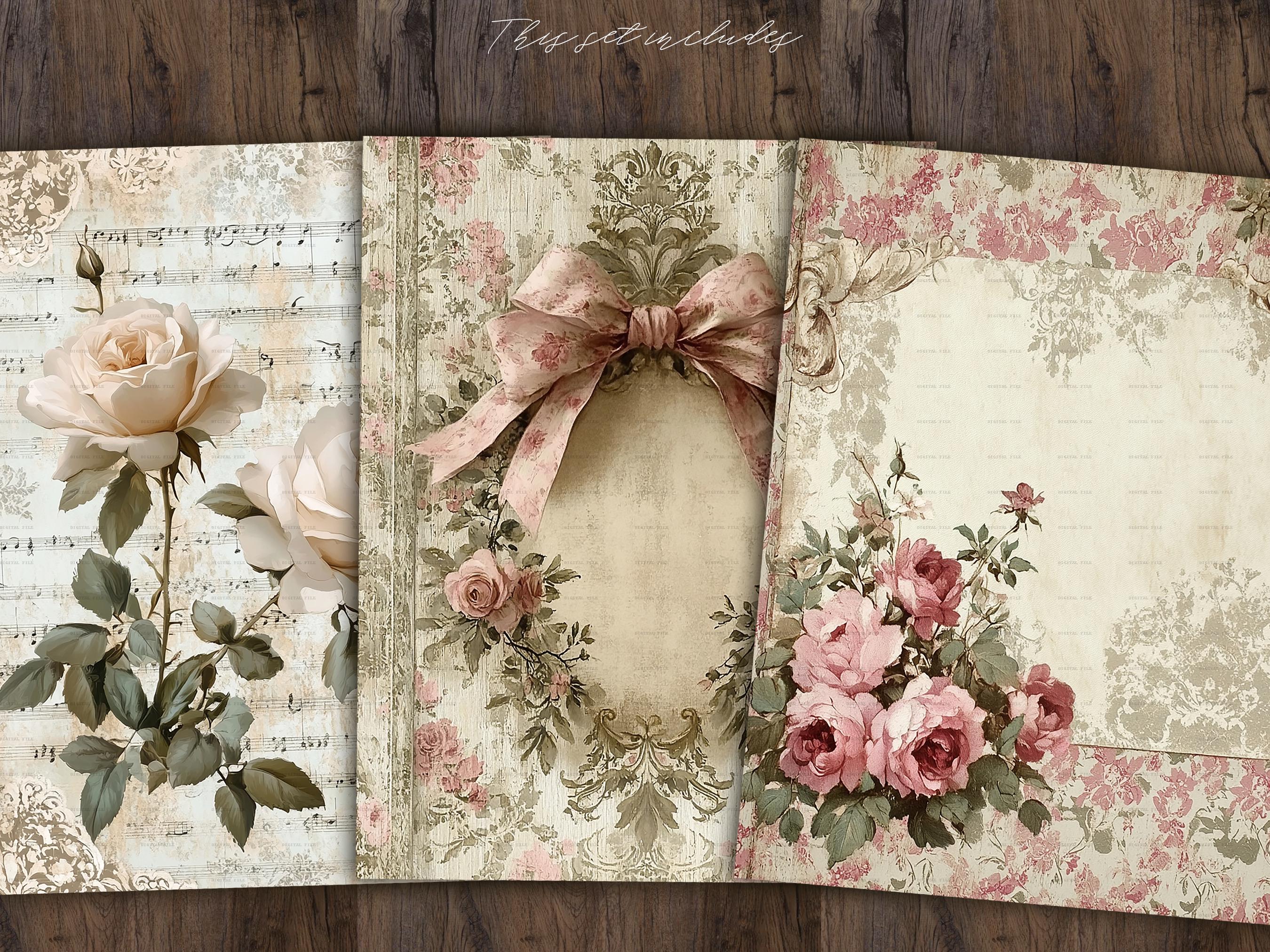 Blush Rose Digital Paper: Shabby Chic Scrapbook Pages (digital Download ...