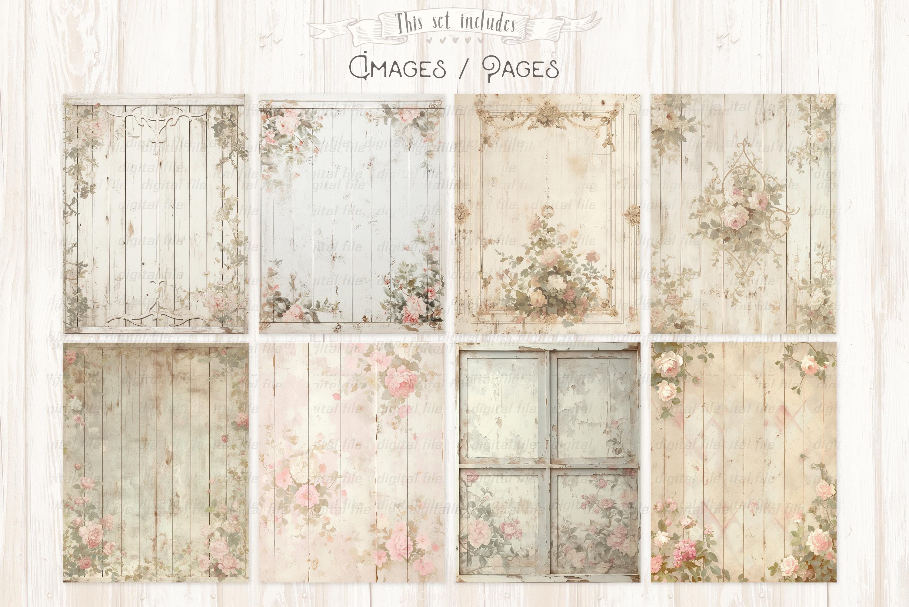 Shabby Chic Backgrounds: Vintage Floral Paper, 154 Images (digital ...