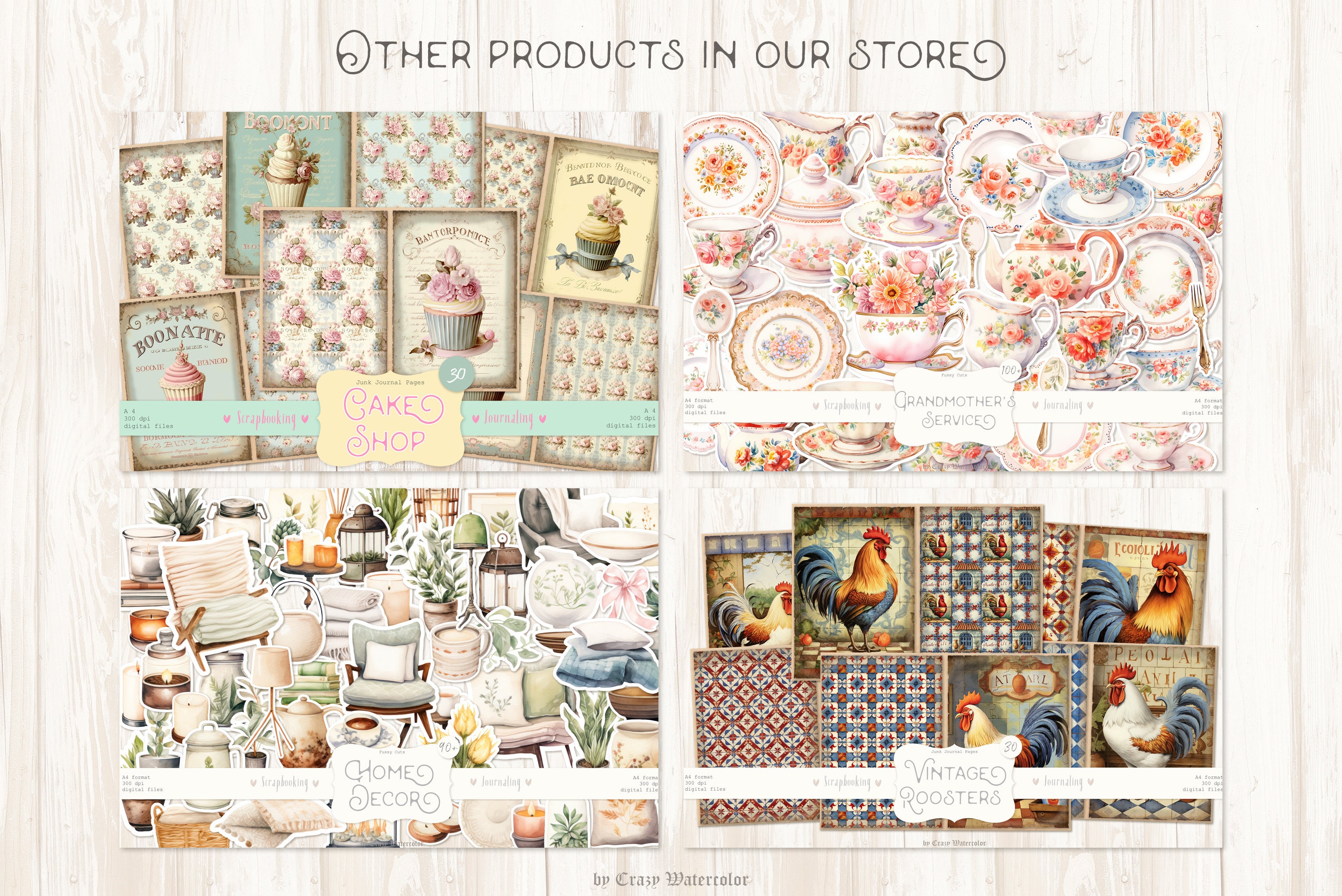 Garden Tea Party Watercolor Sticker Pack : Cute Dishes, Flowers, Sweets ...