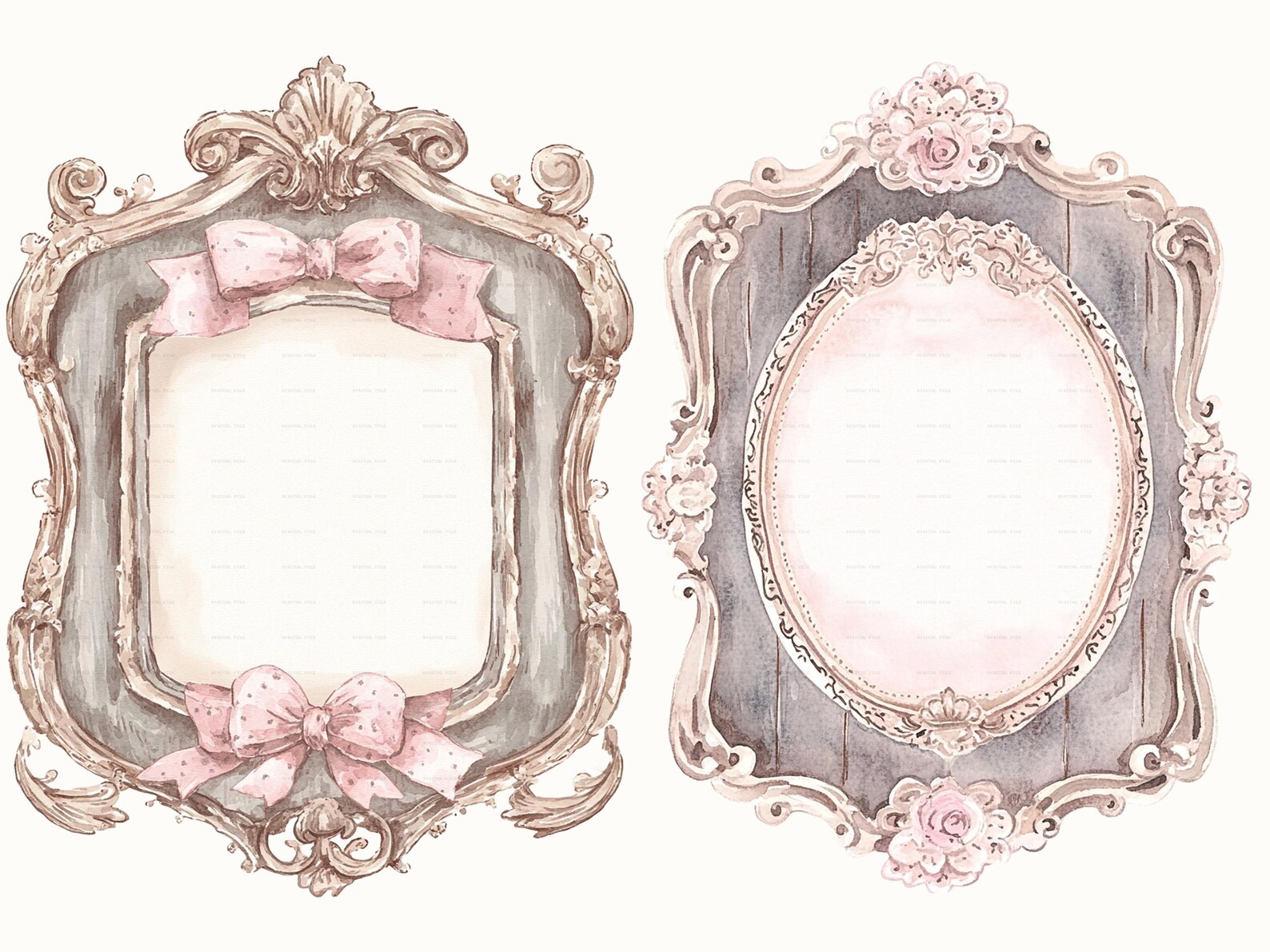 Grey Shabby Frames 60 Clipart: DIGITAL Victorian Style Borders, Rustic ...