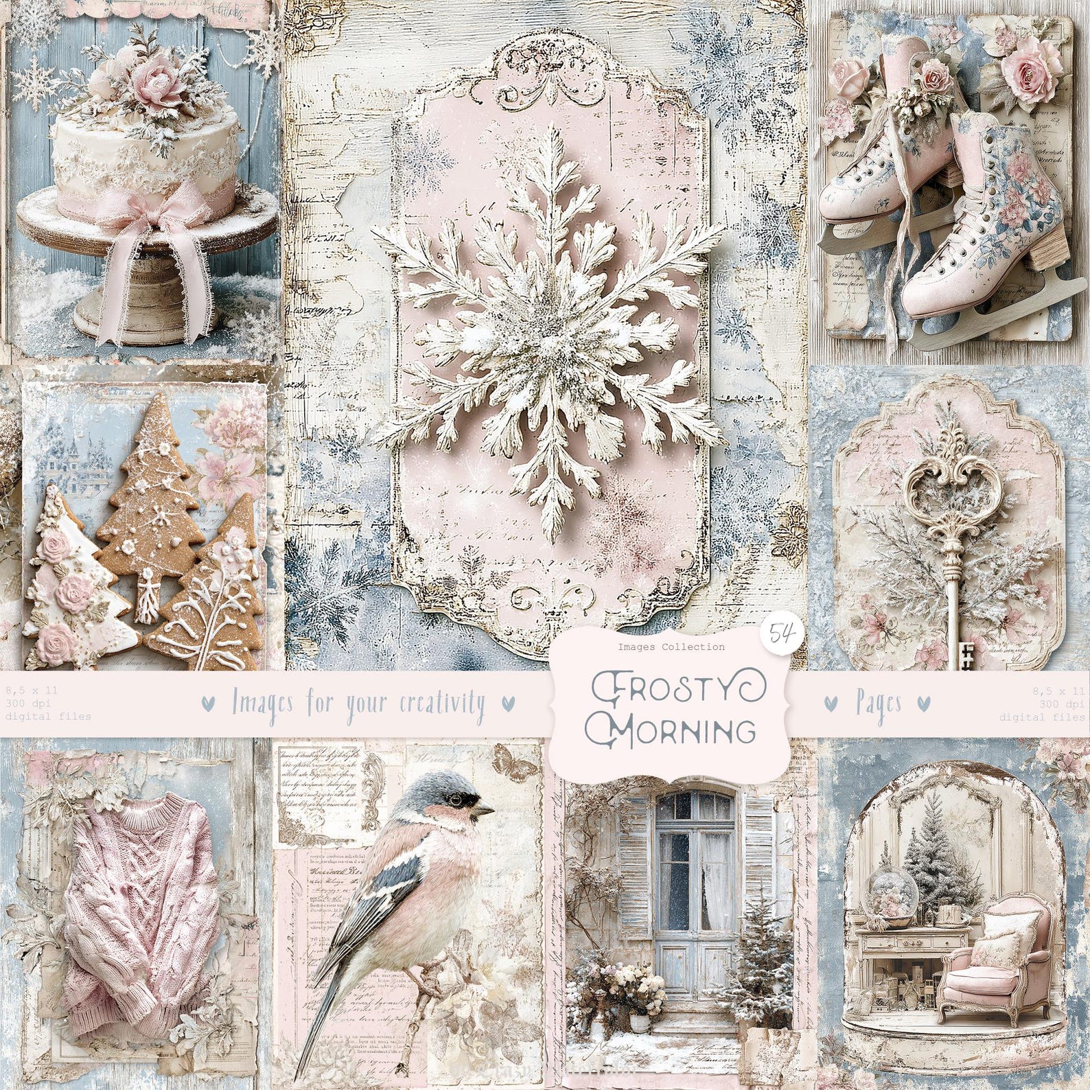 Watercolor Winter Scrapbook Paper : Cozy Holiday Images (digital ...