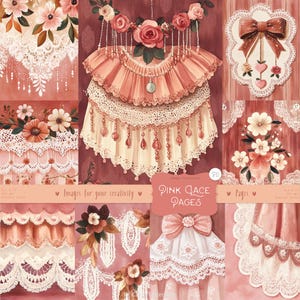 Pink Lace Pages 80 Images: Shabby Chic Paper, Fabric Background, White ...