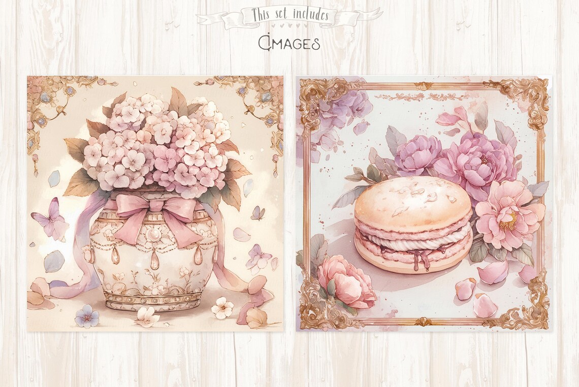 Shabby Chic Bouquet 30 Images : Watercolor Floral Clipart, Vintage ...