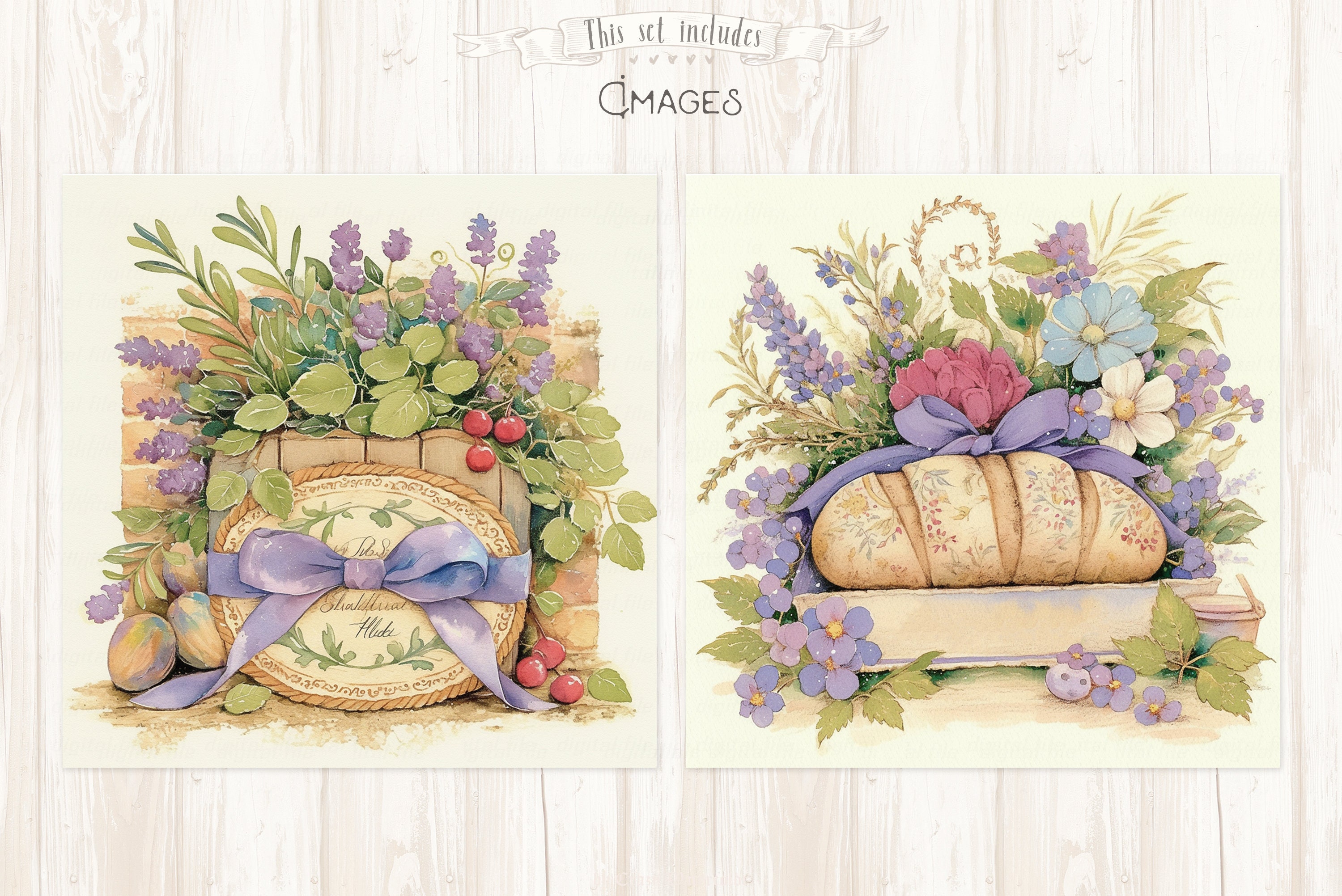 Provencal Still Life 30 Images / Pages: Watercolor Food Clipart ...