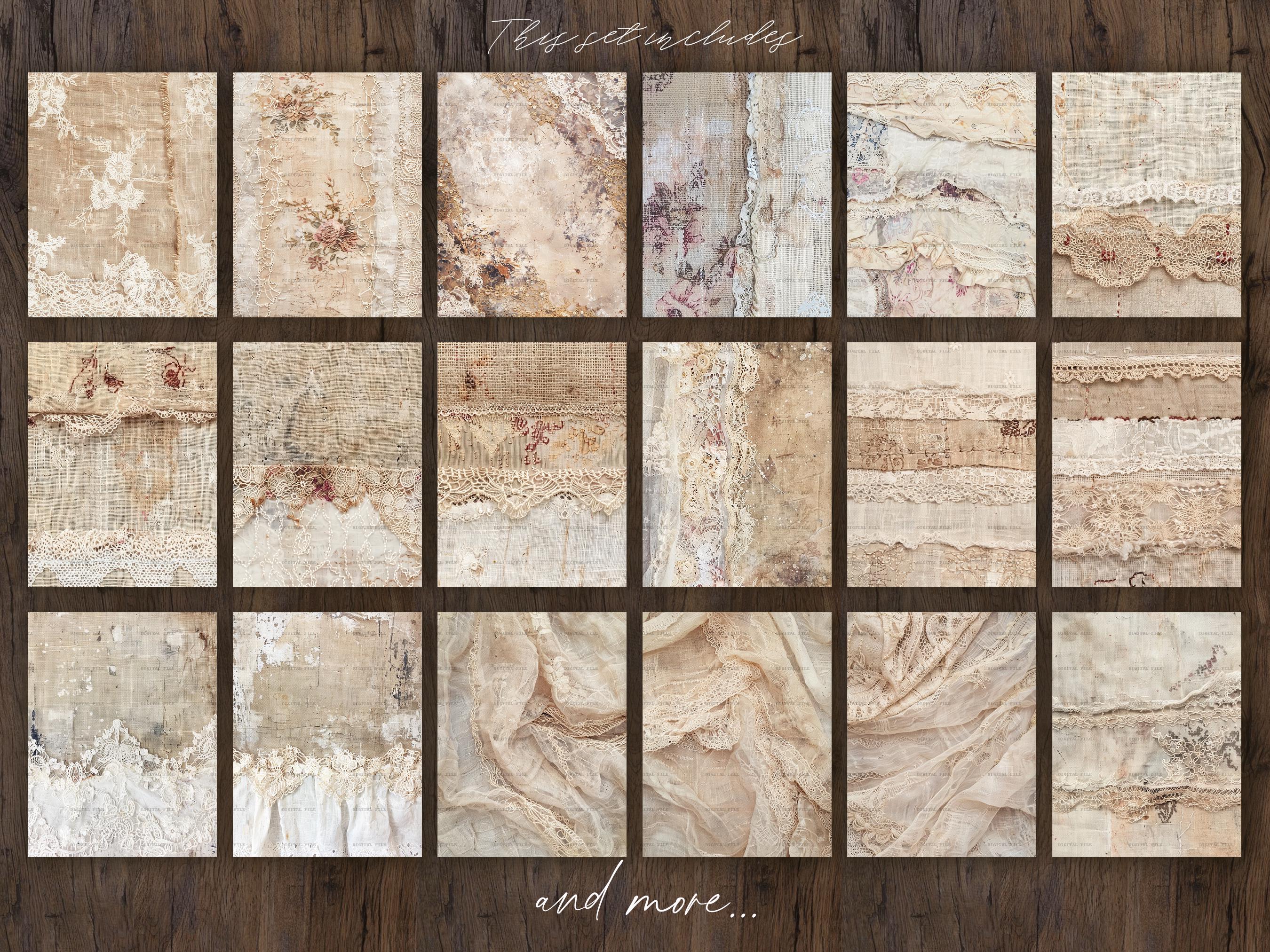 Shabby Chic Paper Textures: Vintage Fabric Backgrounds (digital ...