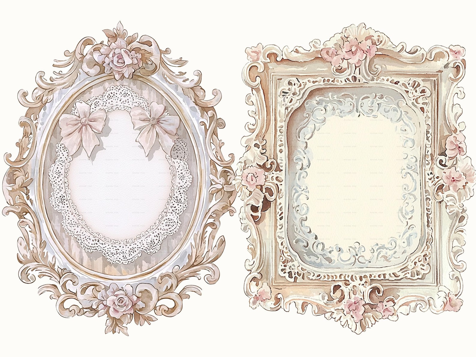 Cream Shabby Frames 50 Clipart: DIGITAL Victorian Borders, Rustic ...