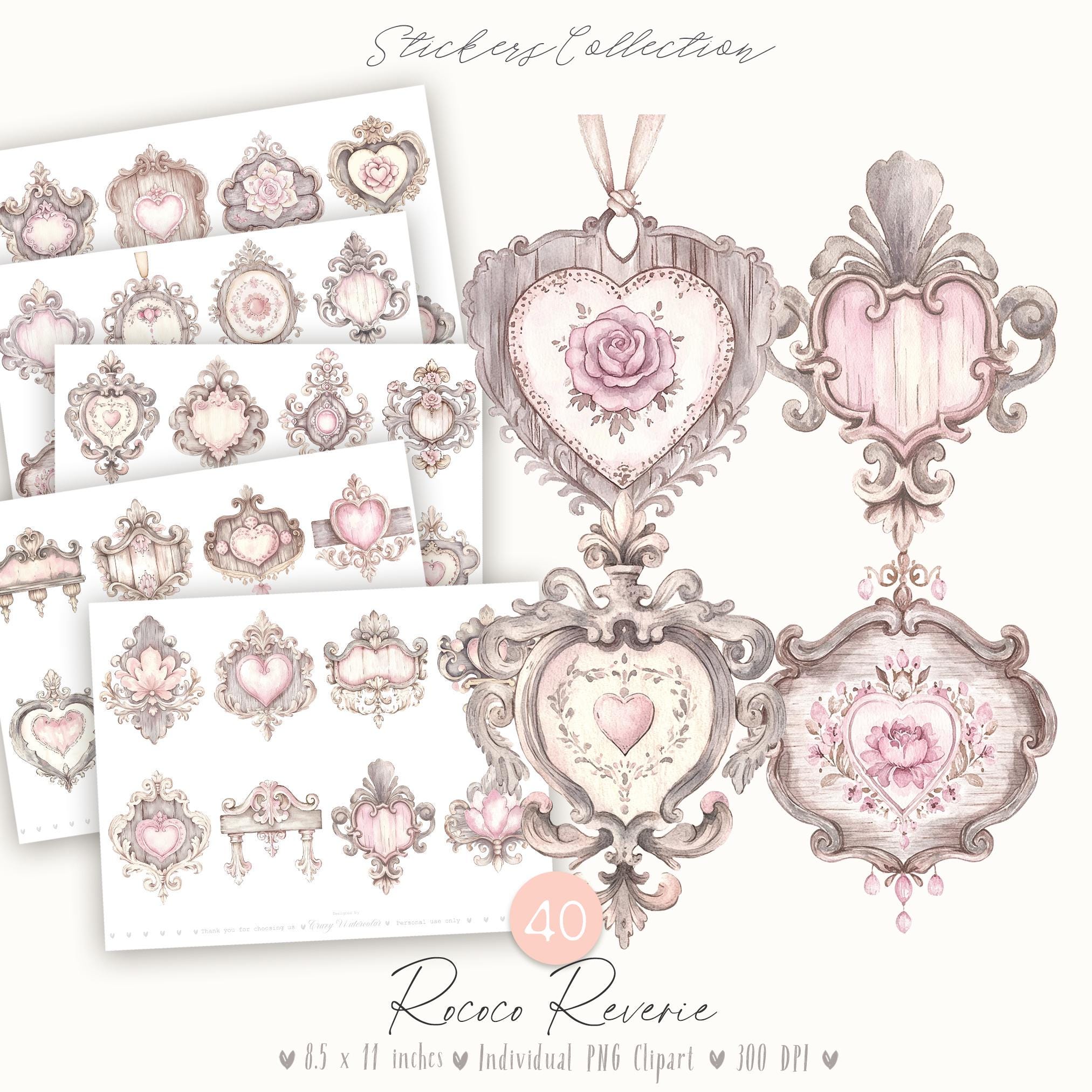 Rococo Reverie 40 Fussy Cuts and Cliparts: DIGITAL Vintage Baroque PNG ...