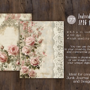 Blush Rose Digital Paper: Shabby Chic Scrapbook Pages (digital Download ...