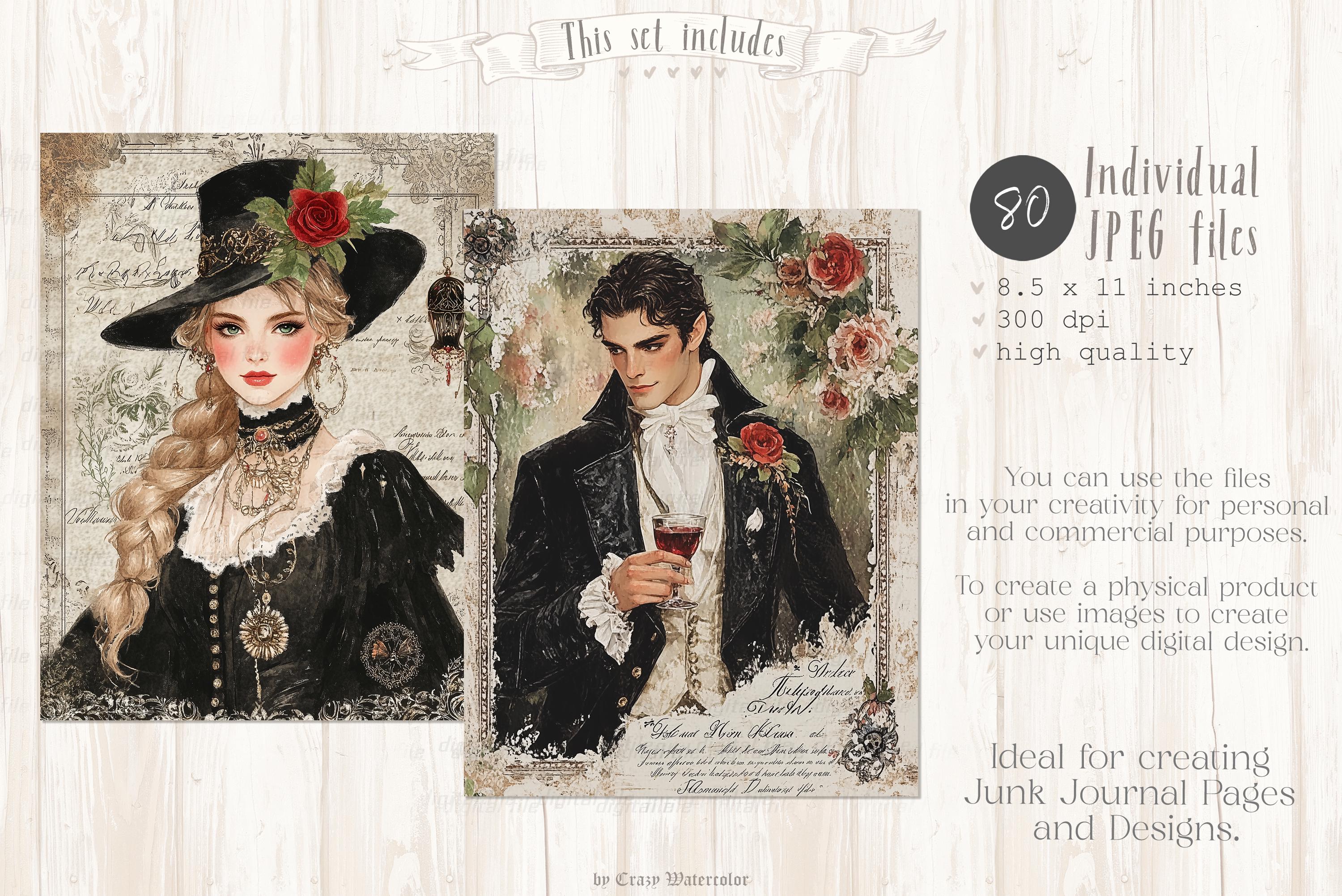 Watercolor Vampire Clipart: Gothic Halloween Printable Images (digital ...