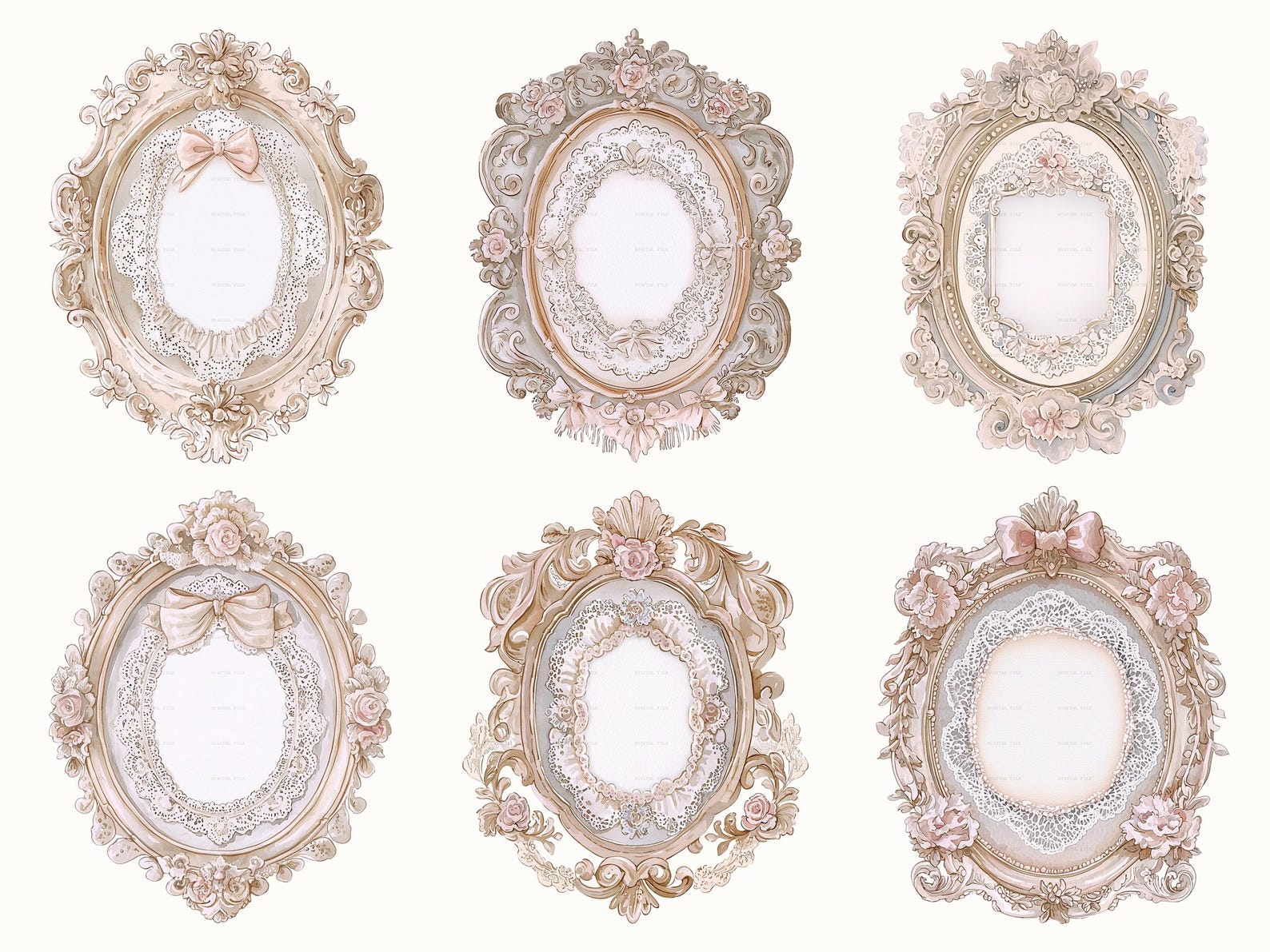 Cream Shabby Frames 50 Clipart: DIGITAL Victorian Borders, Rustic ...