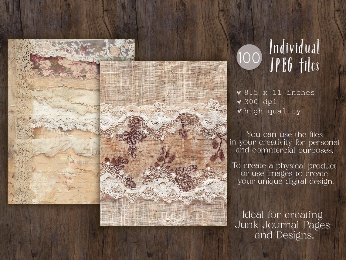 Shabby Chic Paper Textures: Vintage Fabric Backgrounds (digital ...