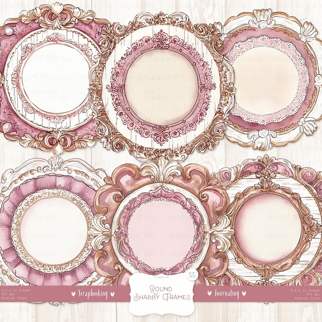 Shabby Chic Frames Clipart: Victorian Style, Pink Ephemera (digital ...