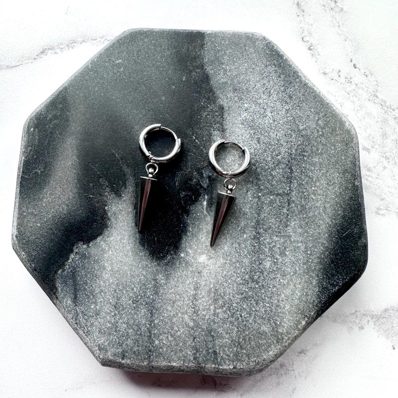 Spike Earrings Rhodium - Etsy UK
